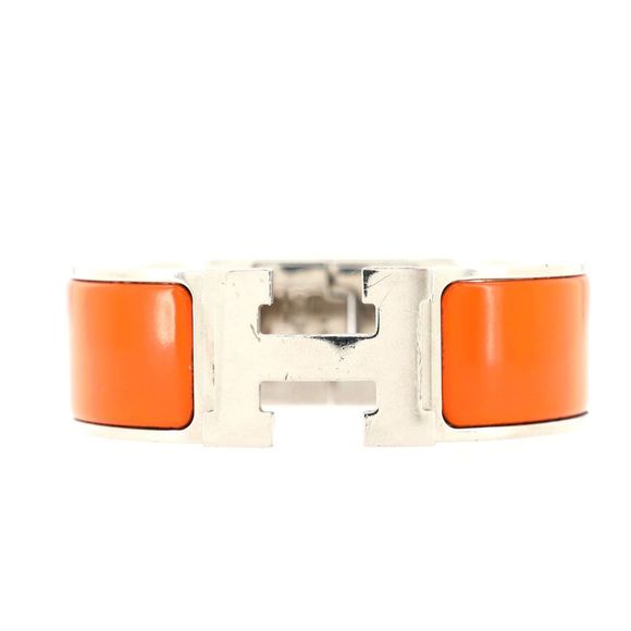 Hermes | Jewelry | Hermes Clic Clac H Bracelet Enamel Wide Orange | Poshmark
